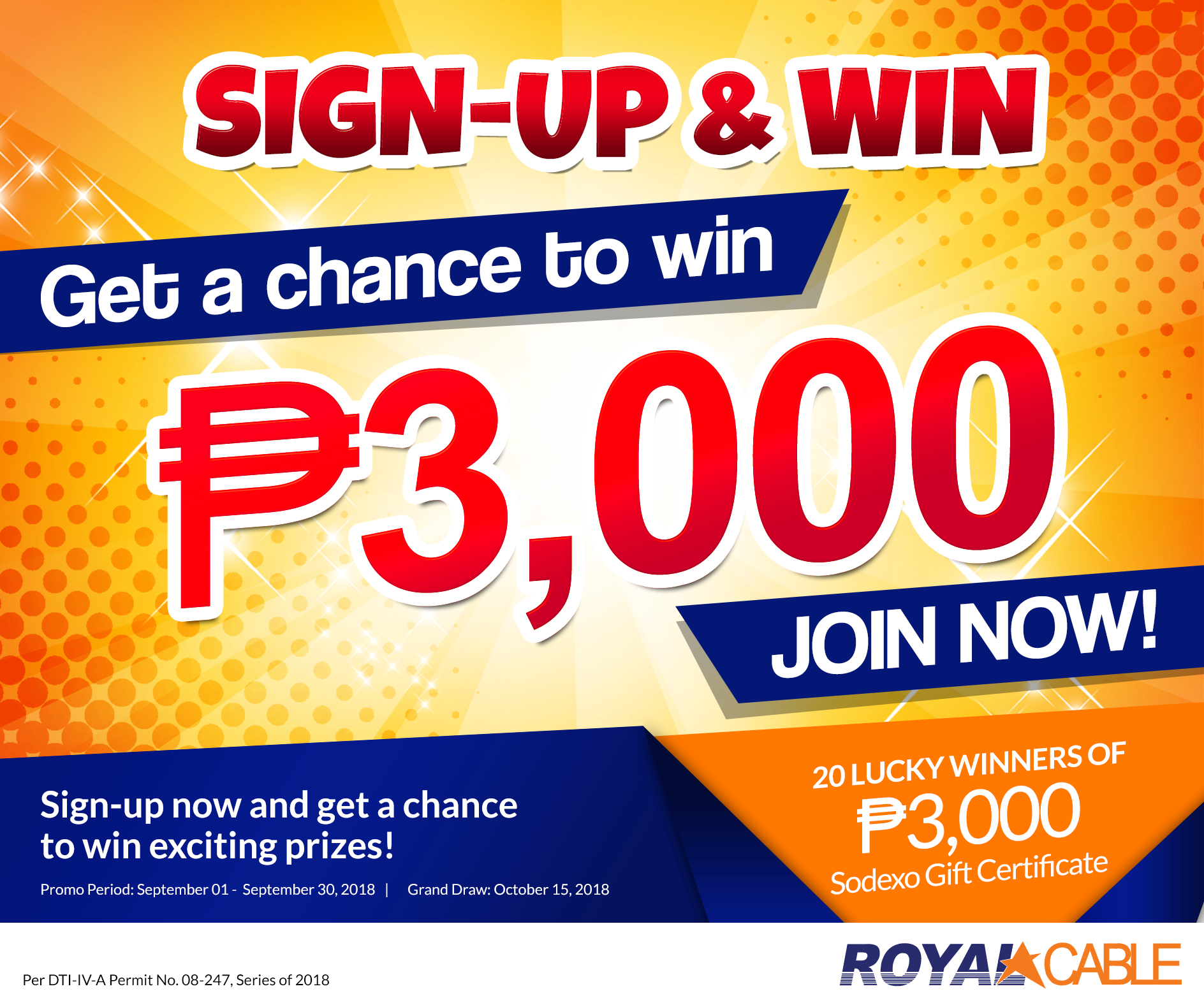 Sign up Win Promo NEW Royal Cable Sign up Win Promo NEW Royal Cable